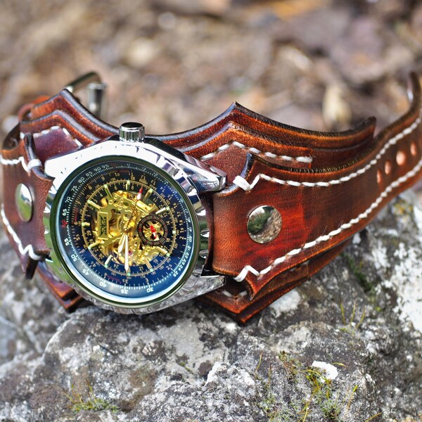 Leather Cuff Watch - Etsy