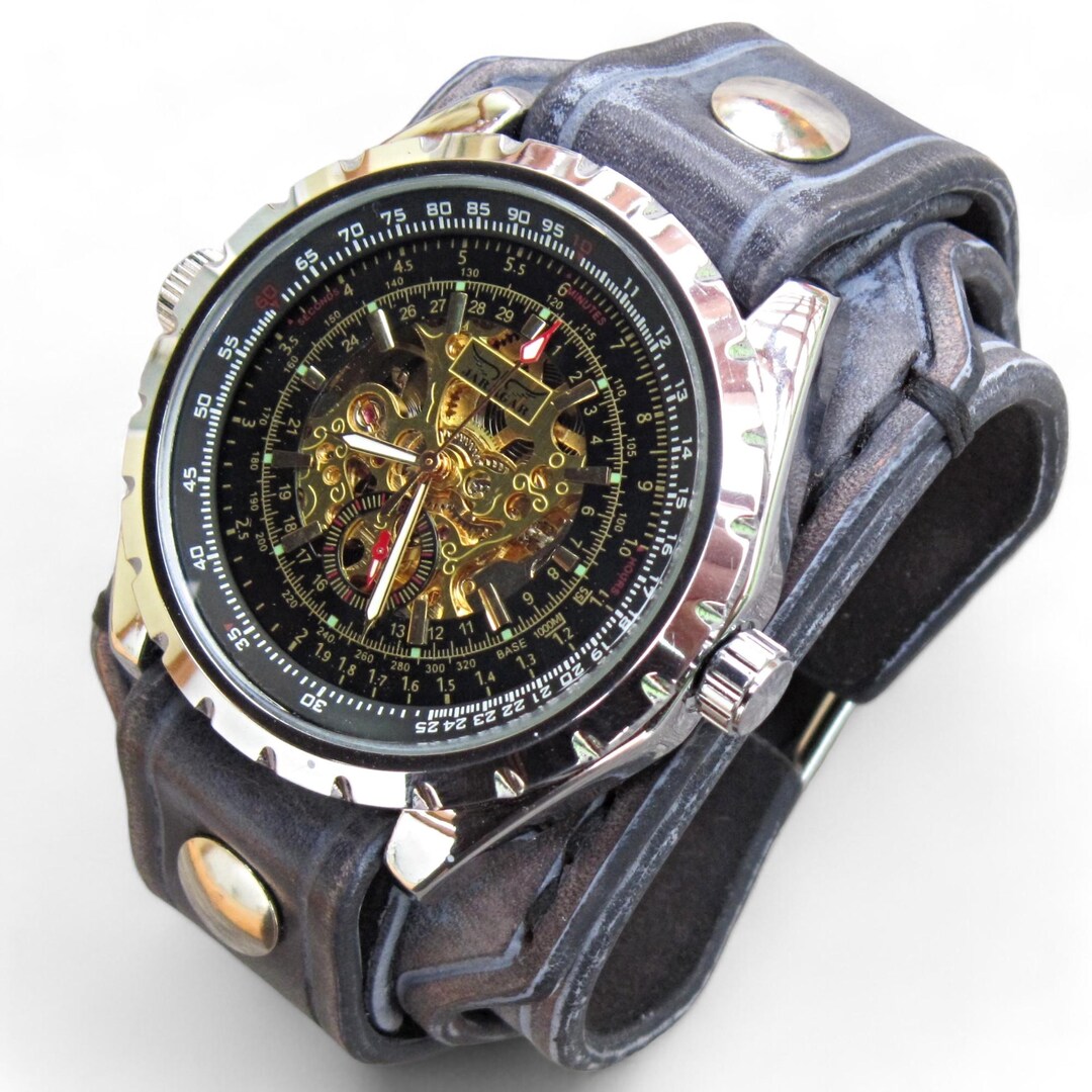 Blue Leather Watch, Mechanical Watch, Mens Watch, Mens Wrist Watch ...