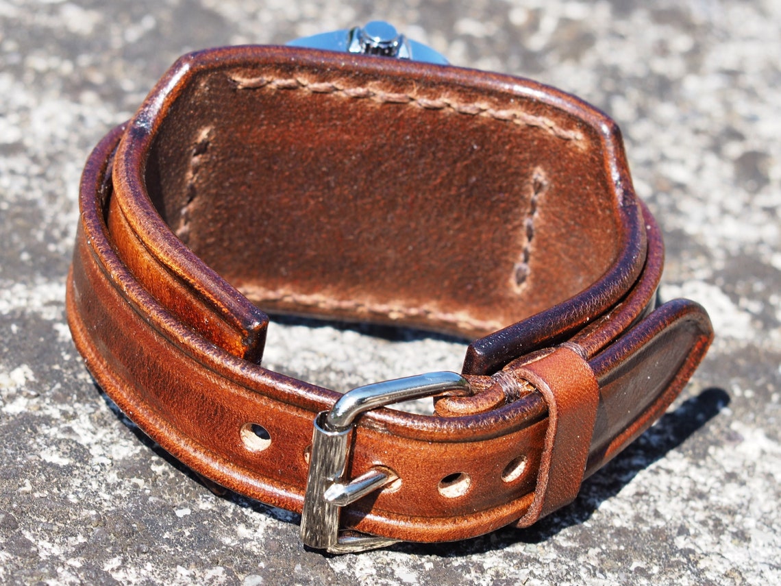 Leather Watch Cuff Leather Wrist Watch Steampunk Watch | Etsy