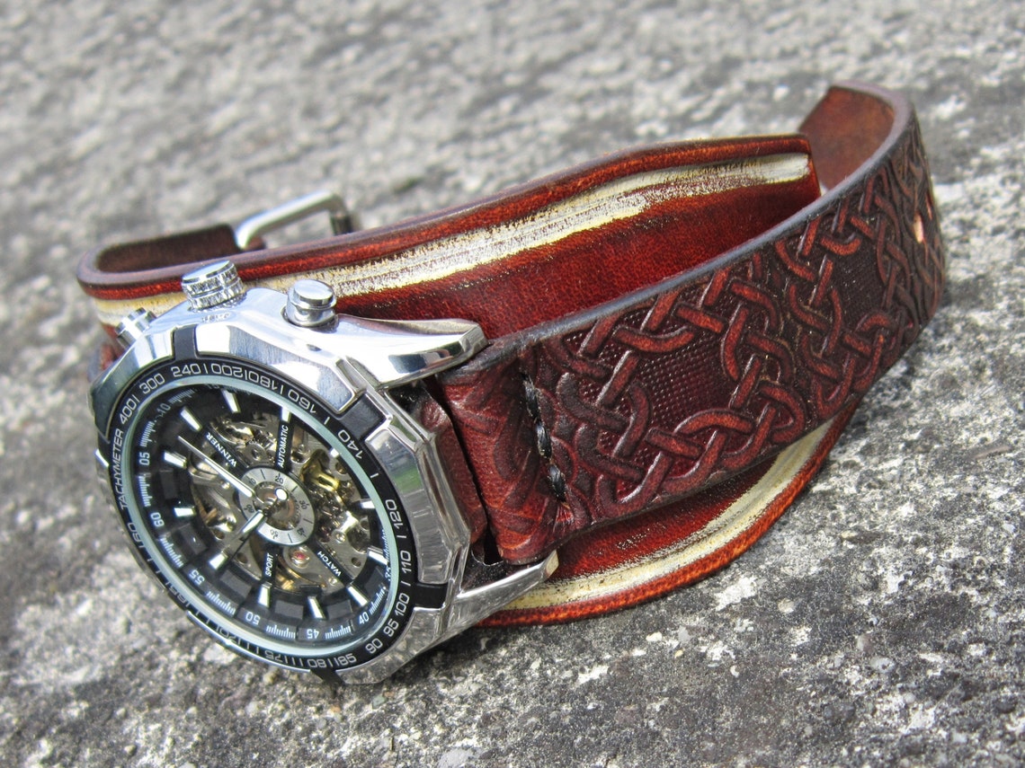 Mens Leather Watch Rustic Wrist Watch Leather Cuff - Etsy
