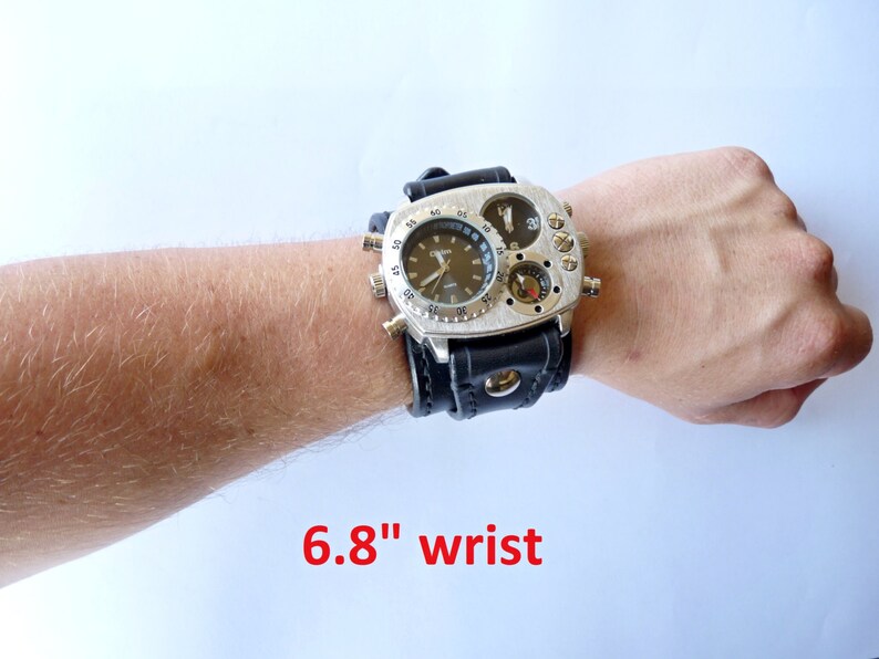 Steampunk Leather Cuff Watch Handmade Bracelet Watch Dual - Etsy