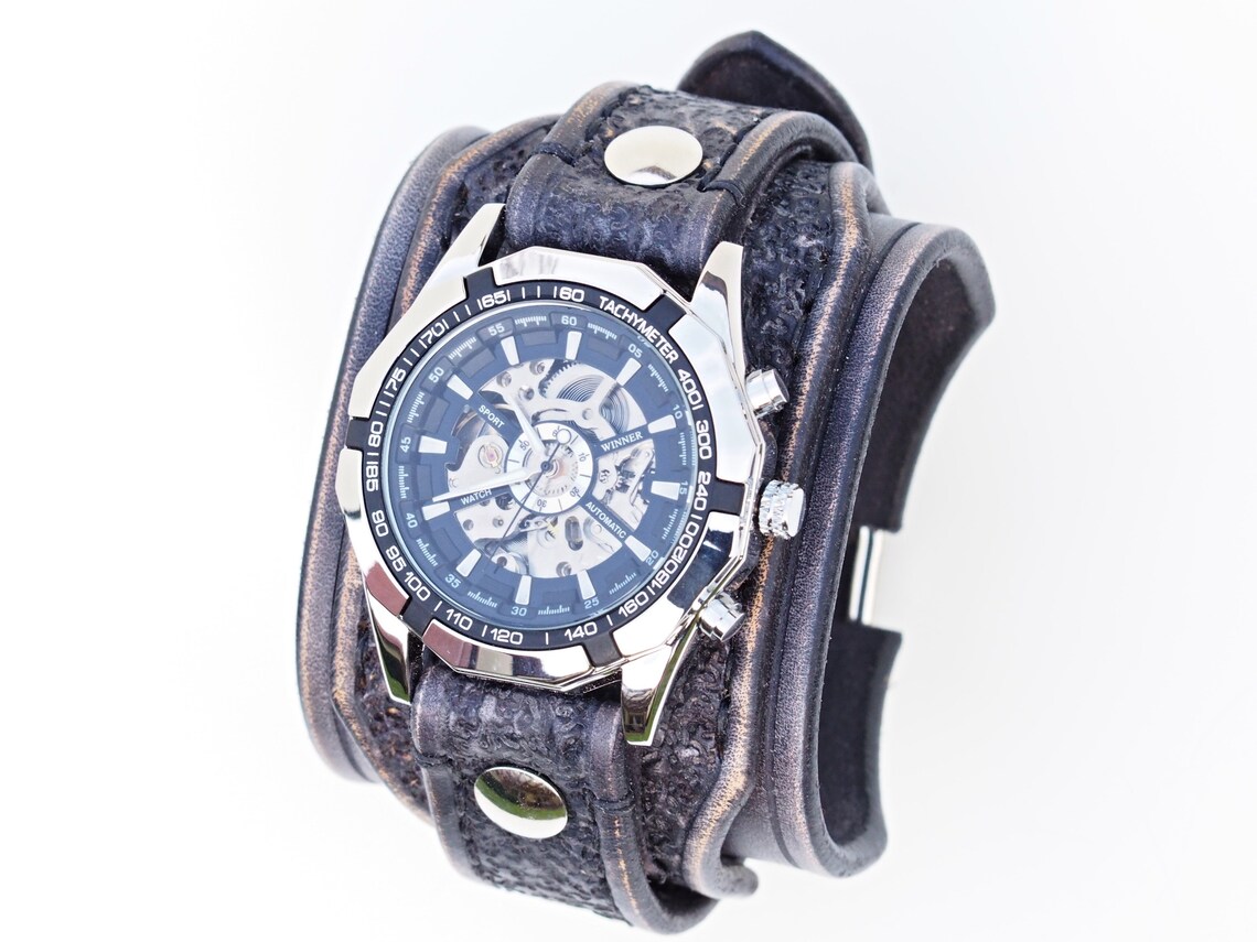 Leather Men's Watches Leather Watch Cuff Men's - Etsy
