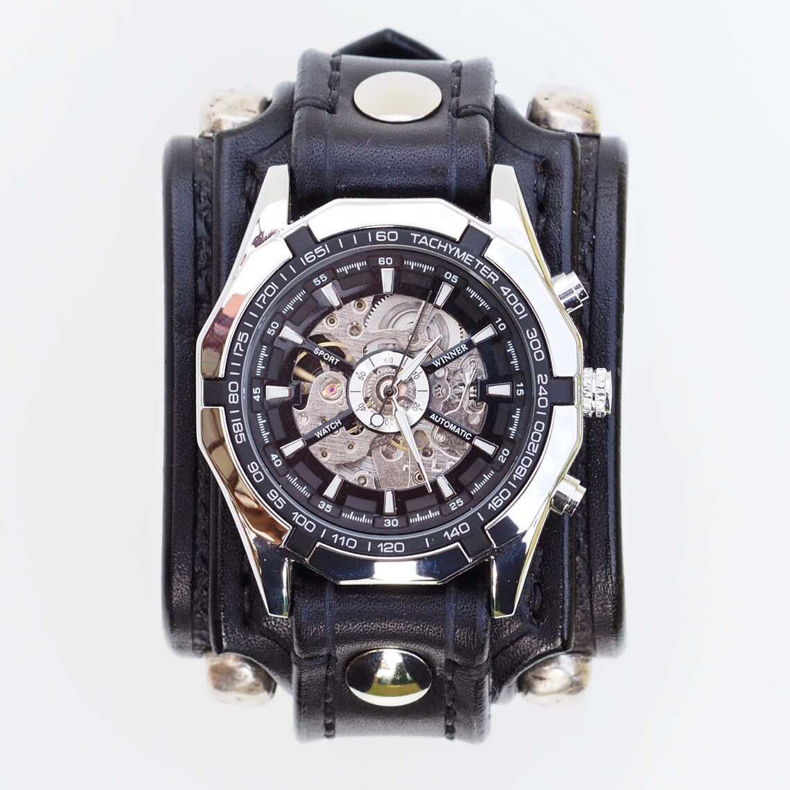 Black Biker Leather Skull Watch Black Bikers Watch Biker - Etsy