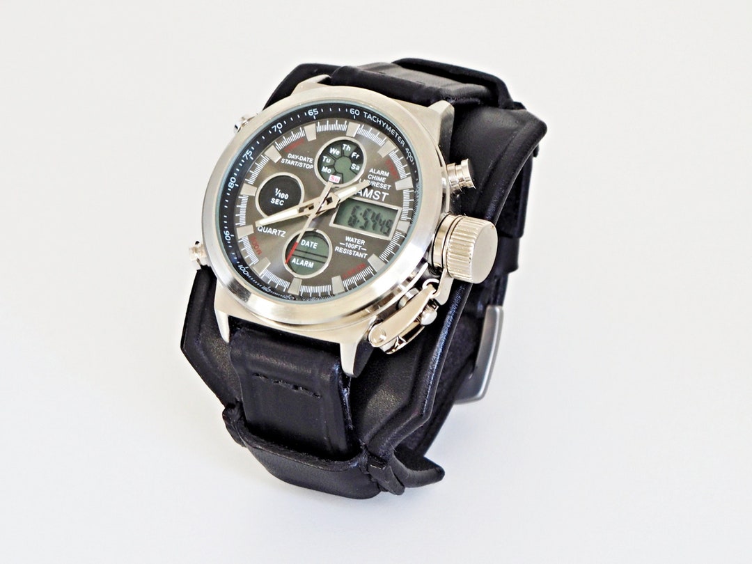 Leather Watch Strap, Leather Watch Cuff, Watch Bracelet for Men Woman ...