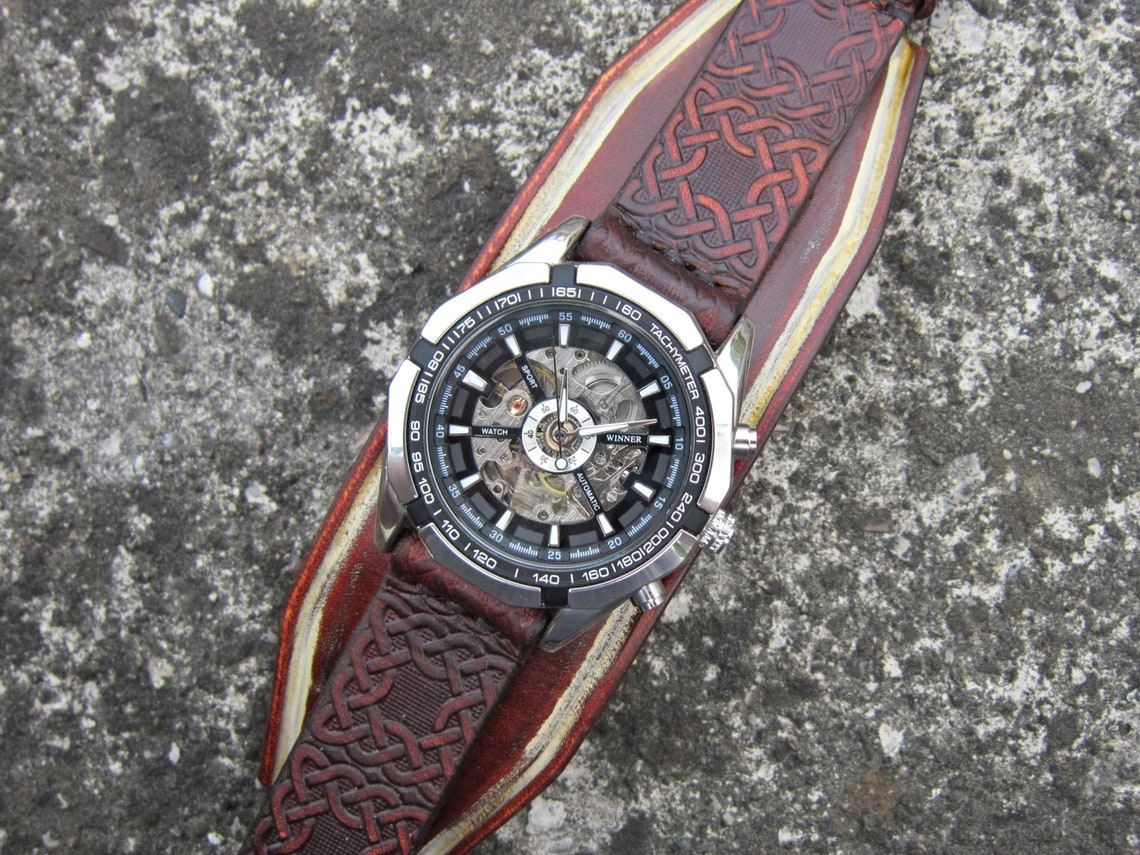 Mens Leather Watch Rustic Wrist Watch Leather Cuff - Etsy