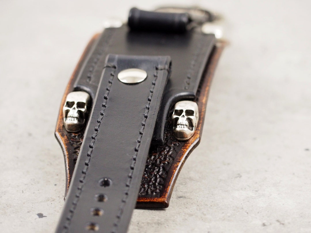 Leather Watch Strap, Biker Watch Strap, 20, 22, 24, 26mm Watch Strap ...