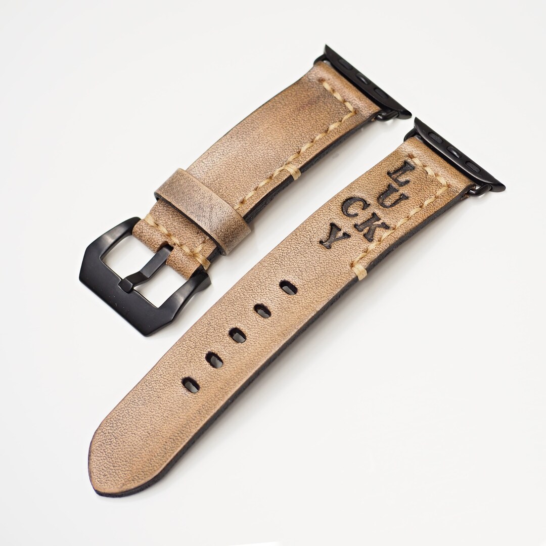 Brown Apple Watch Strap With Custom Text, Personalized Strap for Apple ...