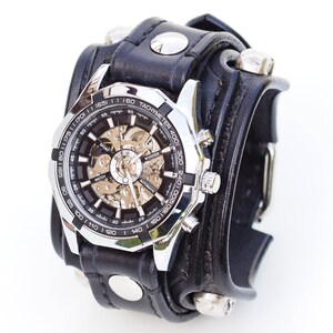 Black Biker Leather Skull Watch Black Bikers Watch Biker - Etsy