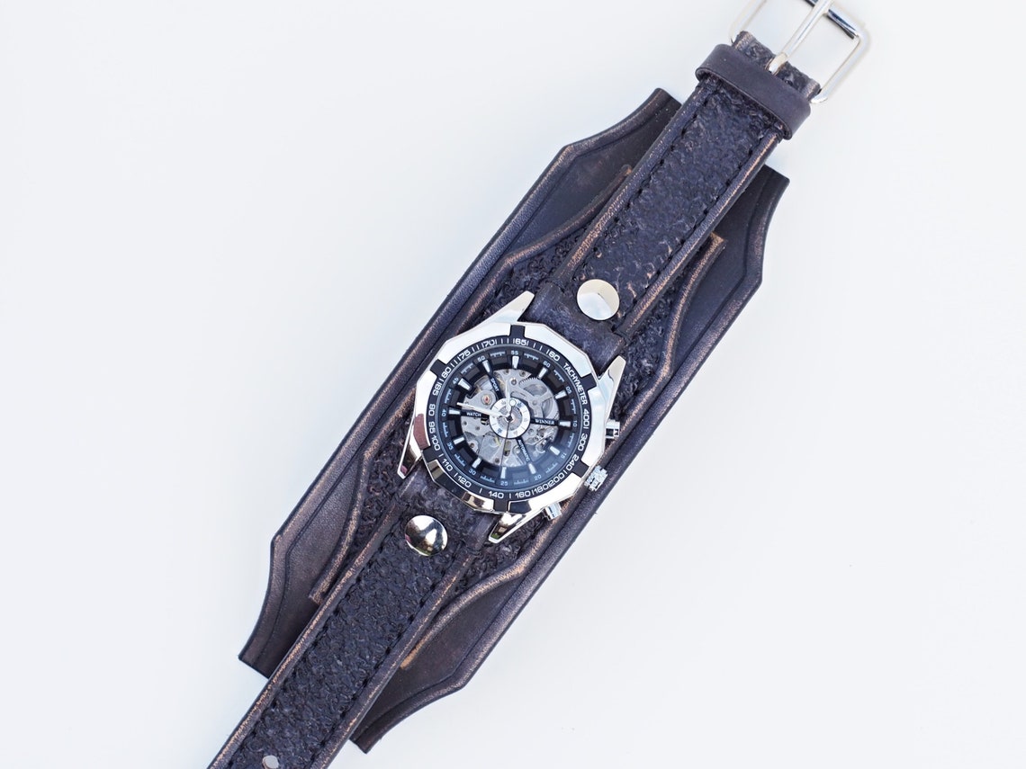 Leather Men's Watches Leather Watch Cuff Men's - Etsy