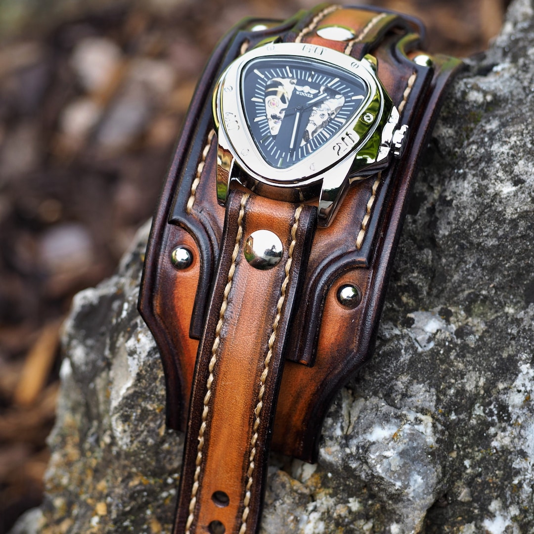 Leather Cuff Watch, Leather Watch, Leather Cuff Watch, Steampunk Watch ...