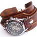 Genuine Smooth Leather Anti-allergic Brown Watch , Anti-allergic Watch ...