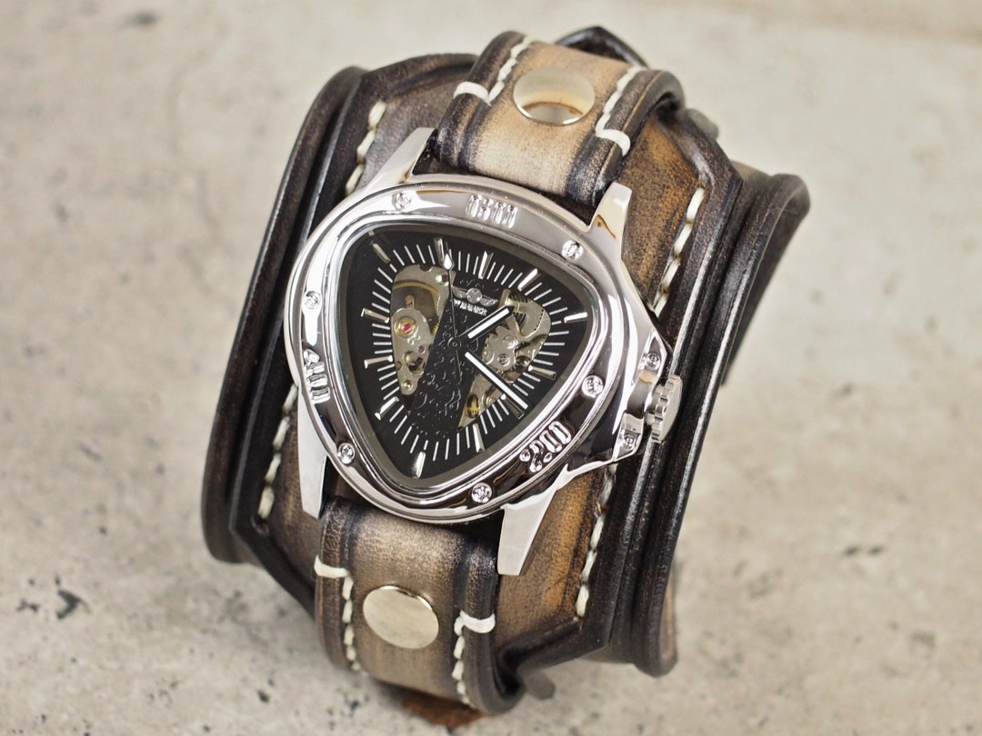 Leather Cuff Watch, Leather Watch, Leather Cuff Watch, Steampunk Watch ...