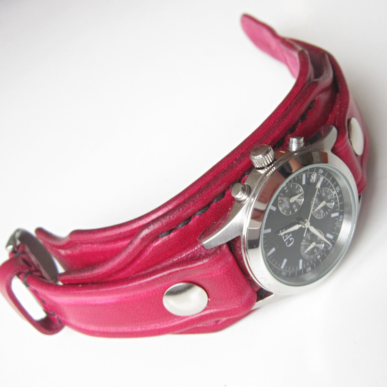 Leather Women's Watch Cuff Red Bracelet Watch Red - Etsy