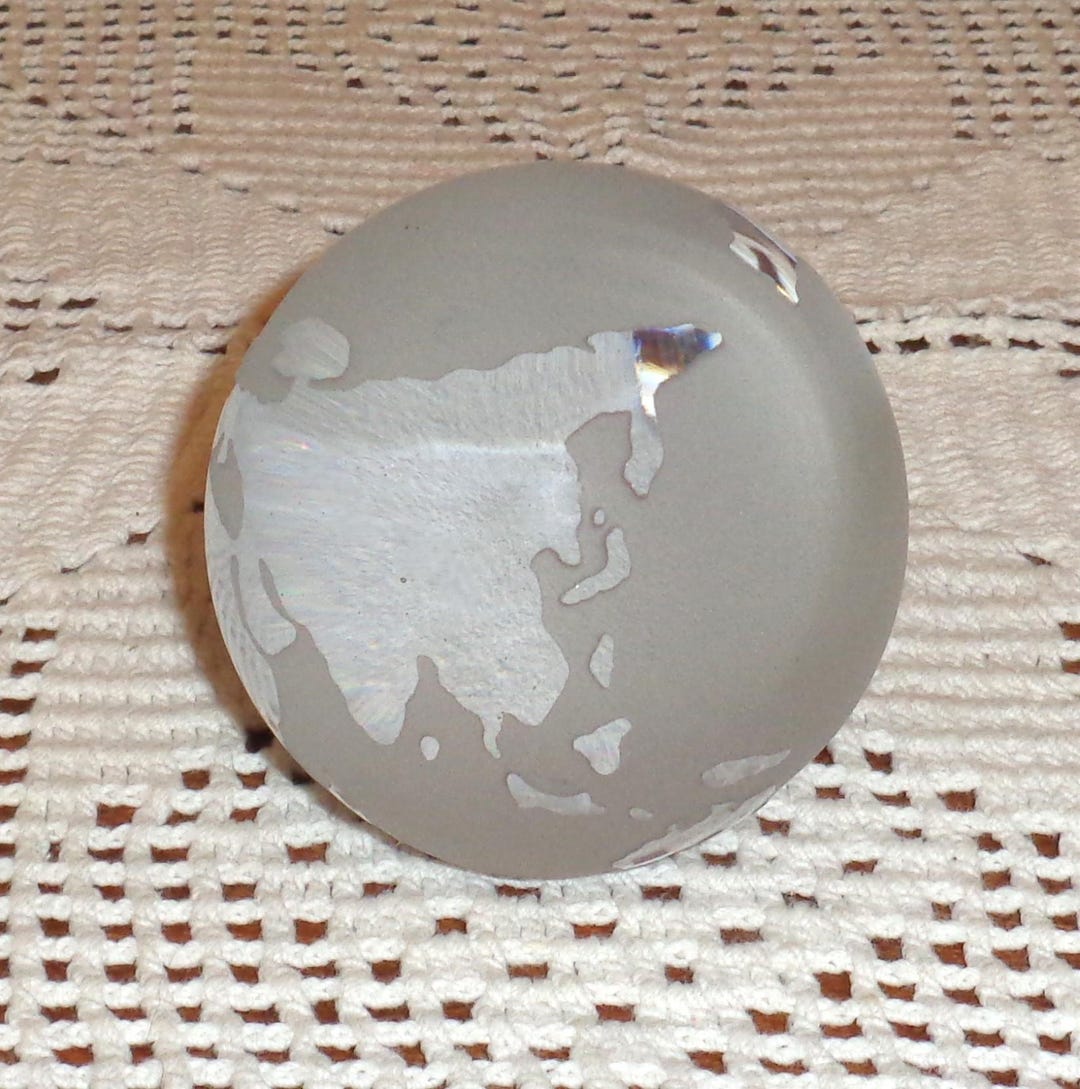 Clear & Frosted Etched Map Glass Globe Office Desk Paperweight - Etsy