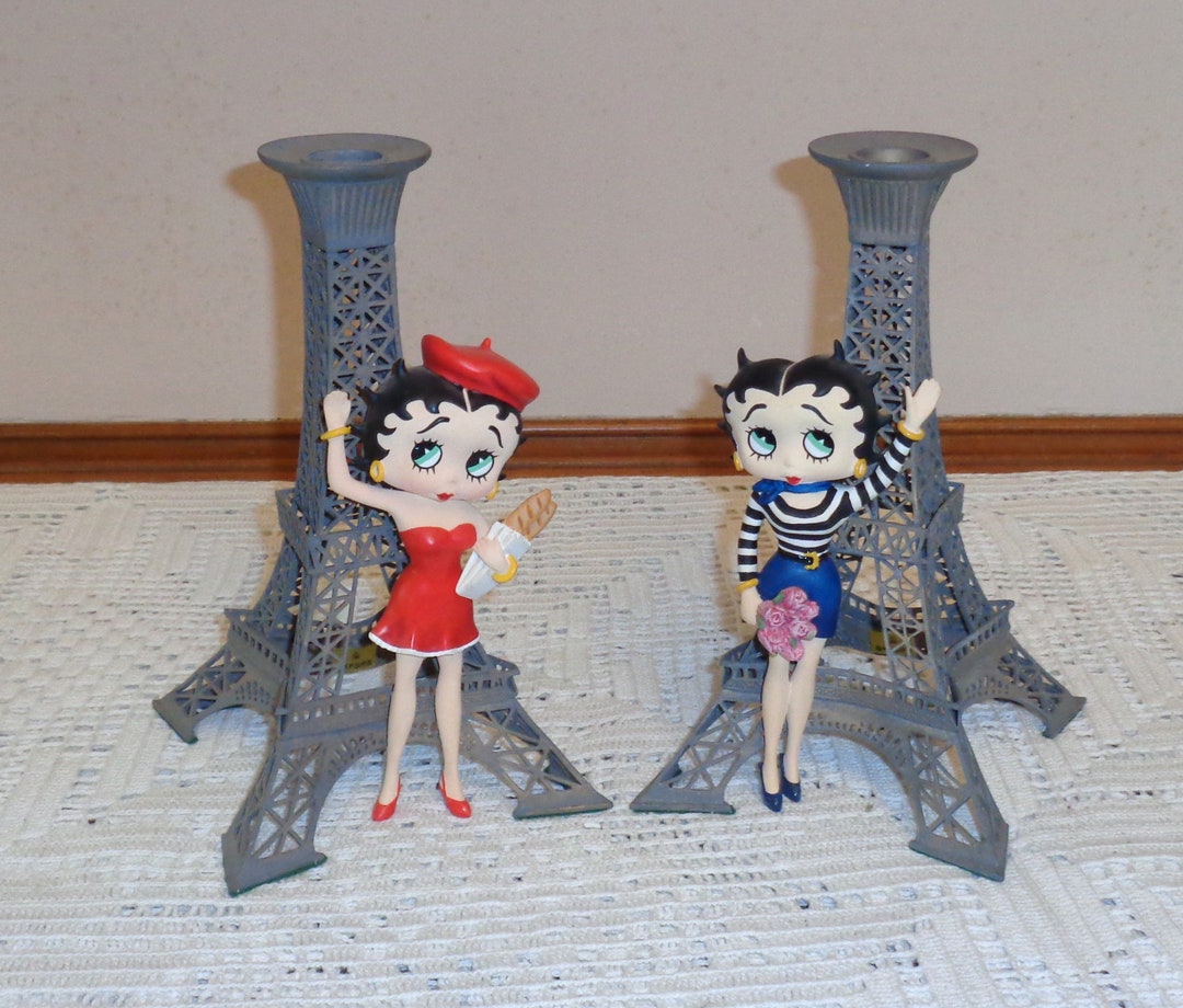 HTF Rare Danbury Mint KFS Betty Boop in Paris Eiffel Tower Candle Stick ...