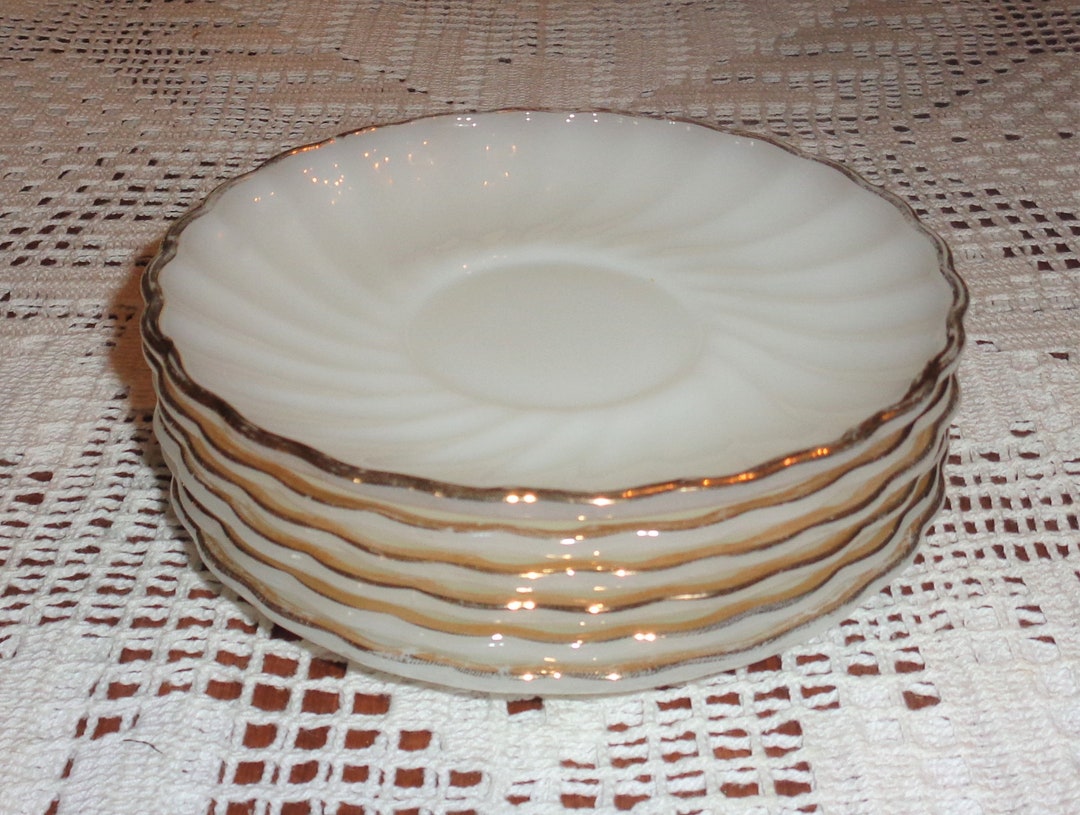 Set 6 Anchor Hocking Fire King golden Shell Saucer - Etsy