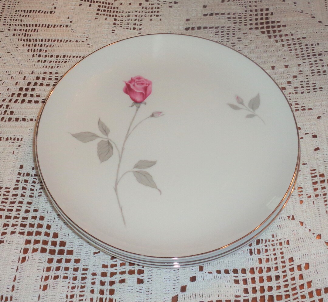 Set 4 Contour China Japan Treasure Rose Pattern Platinum Trim Large ...