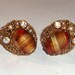 Signed W GERMANY Filigree Art Glass Porphyry Brown Caramel Cab Aurora ...
