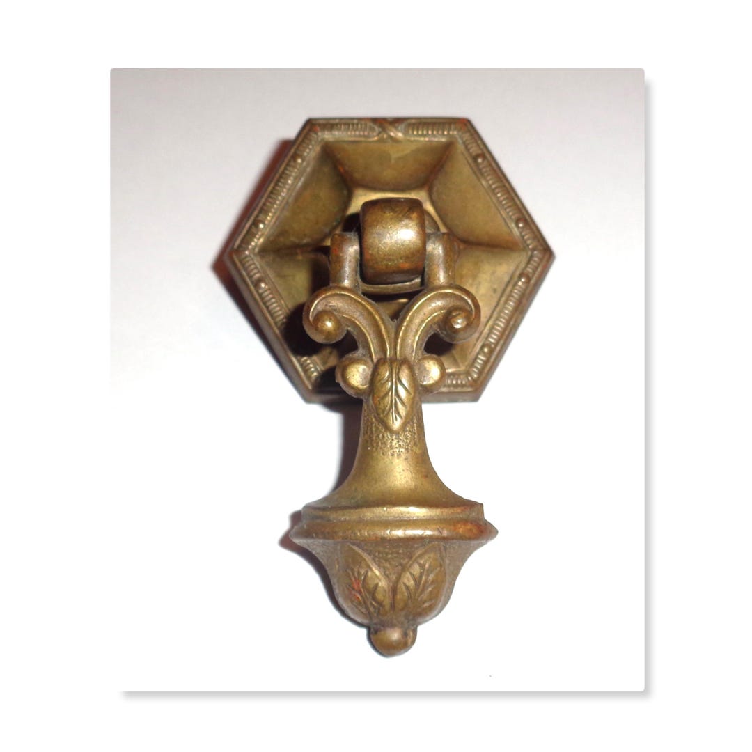 Vintage Brass Drawer, Cabinet, Furniture Hardware 6-sided Back Plate ...