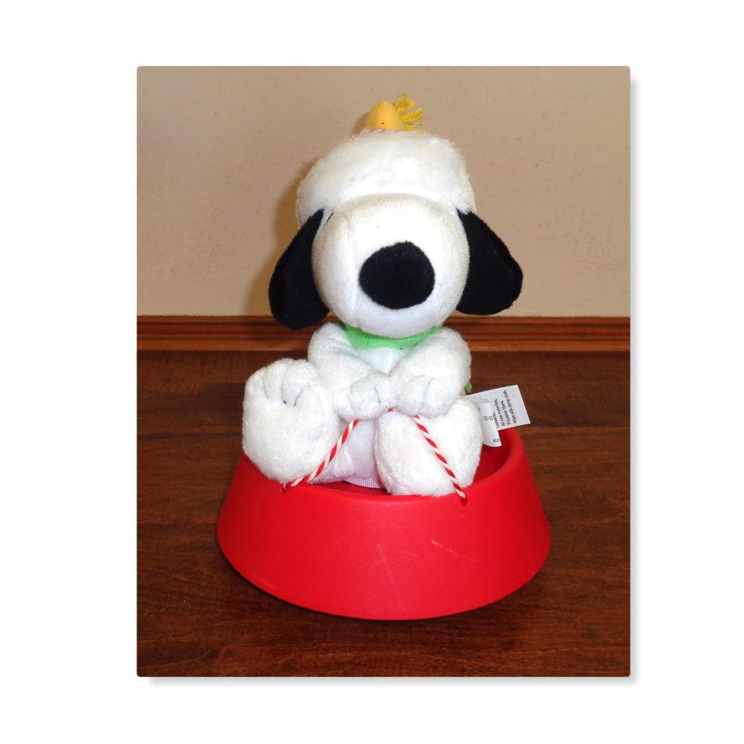 Hallmark Snoopy Woodstock Dog Dish Sled Working Animated & Musical ...