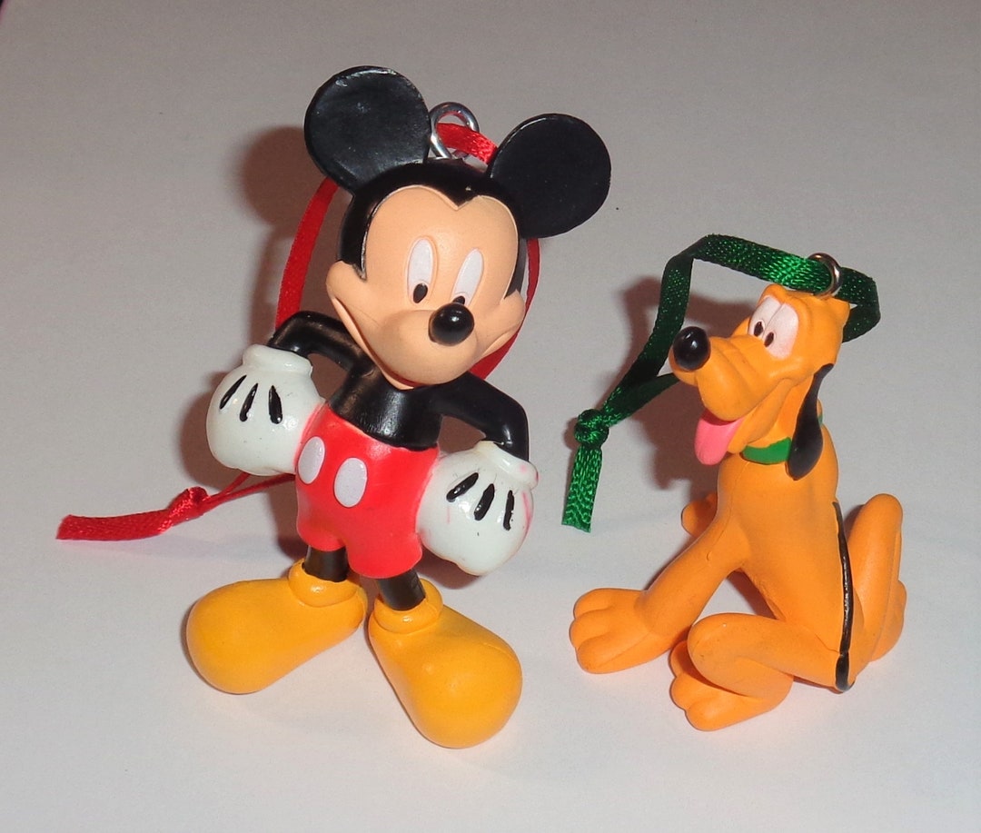 Disney Mickey Mouse & Pluto Dog Figures 2 Piece Christmas Ornaments Set ...