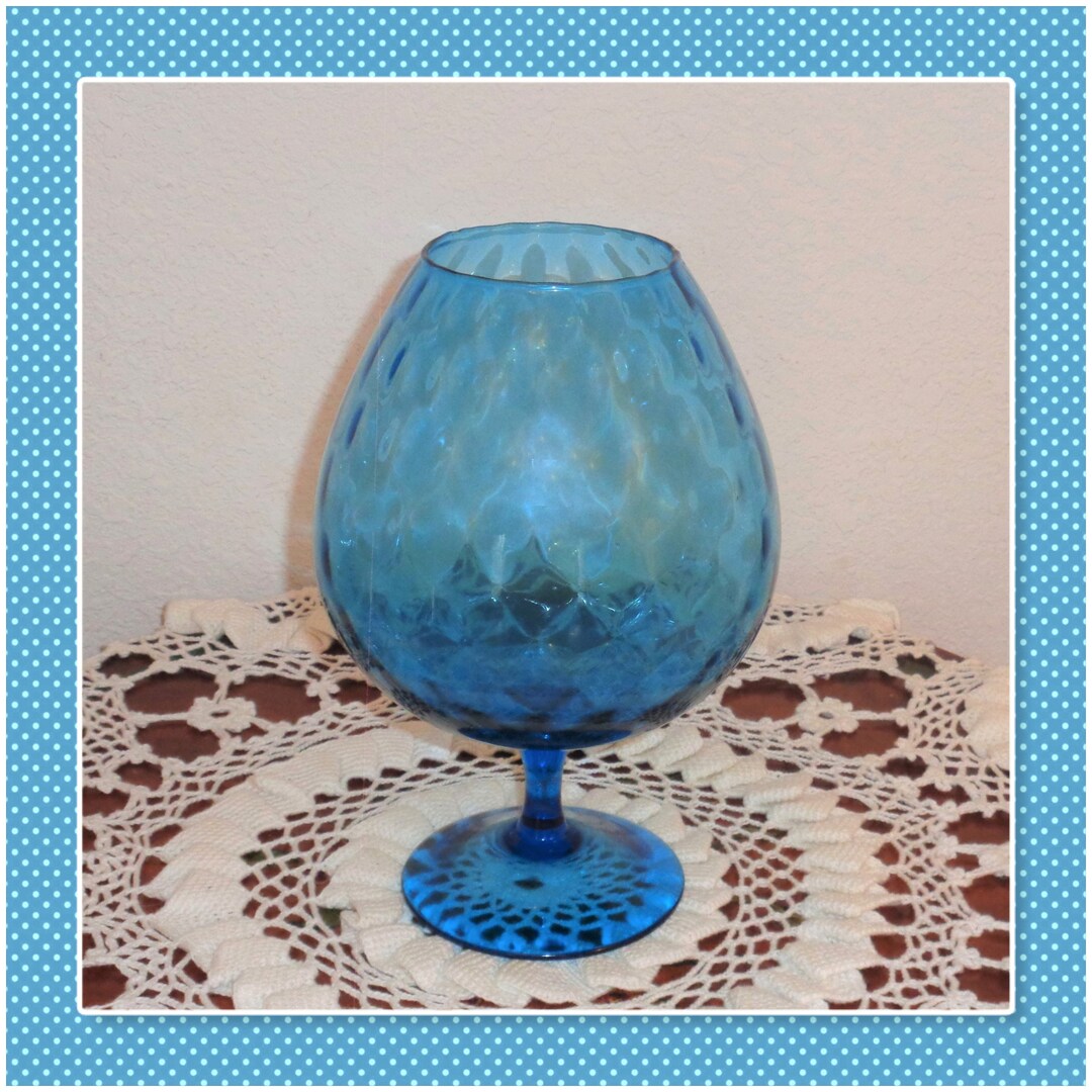 Vintage Large MCM Aqua Blue Blown Glass Brandy Bar Barware Snifter - Etsy