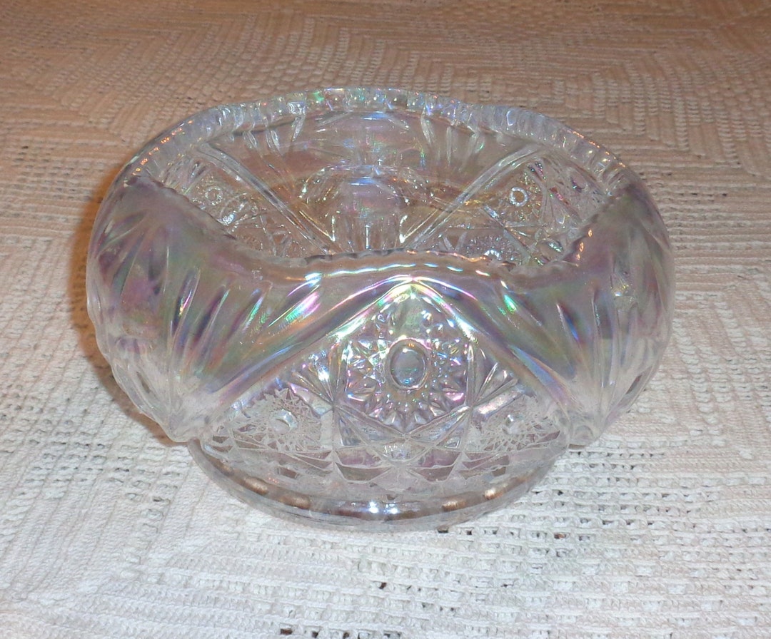 LE Smith Hobstar Design Pattern Iridescent Carnival Glass Bowl - Etsy