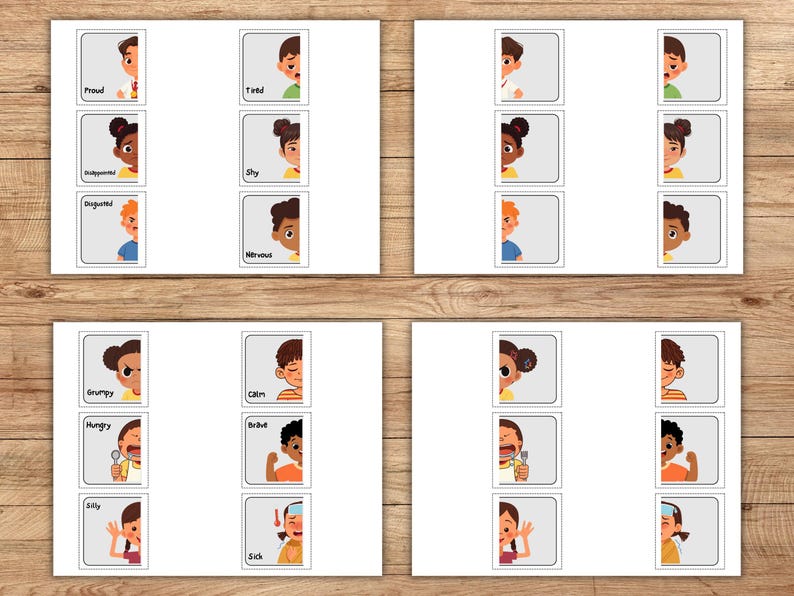 Emotions Matching Puzzle Printable | Feelings Flashcards for Kids | SEL ...