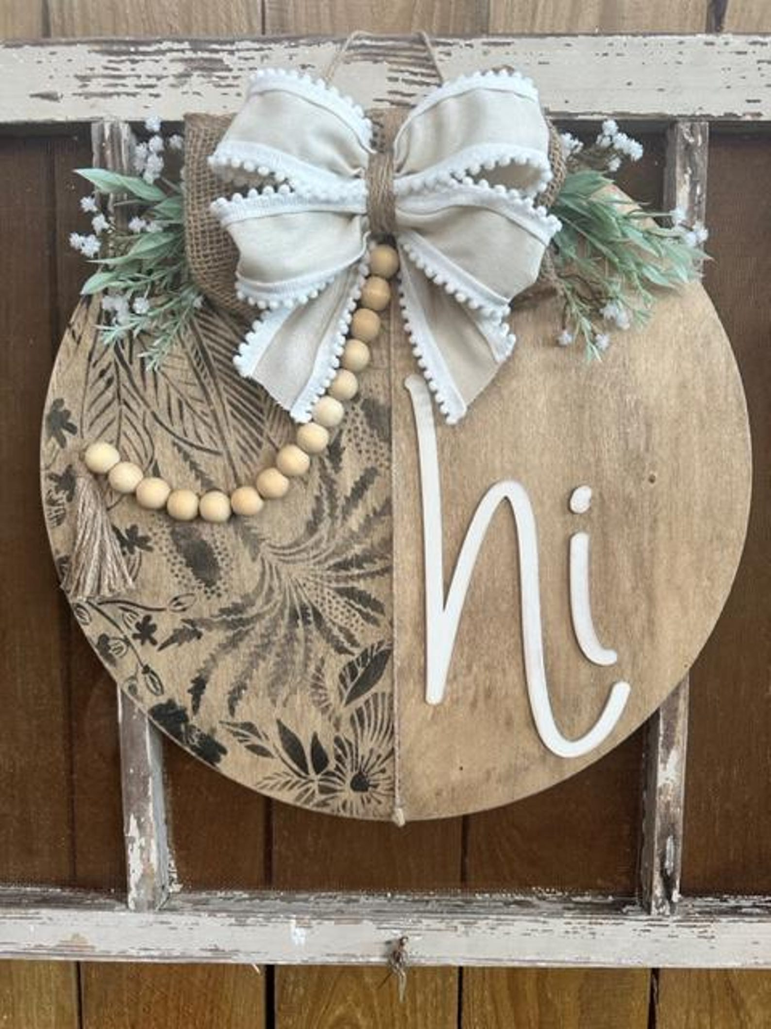 Hi Door Hanger Stay Awhile Porch Leaner Welcome Sign Wood Door Hanger ...