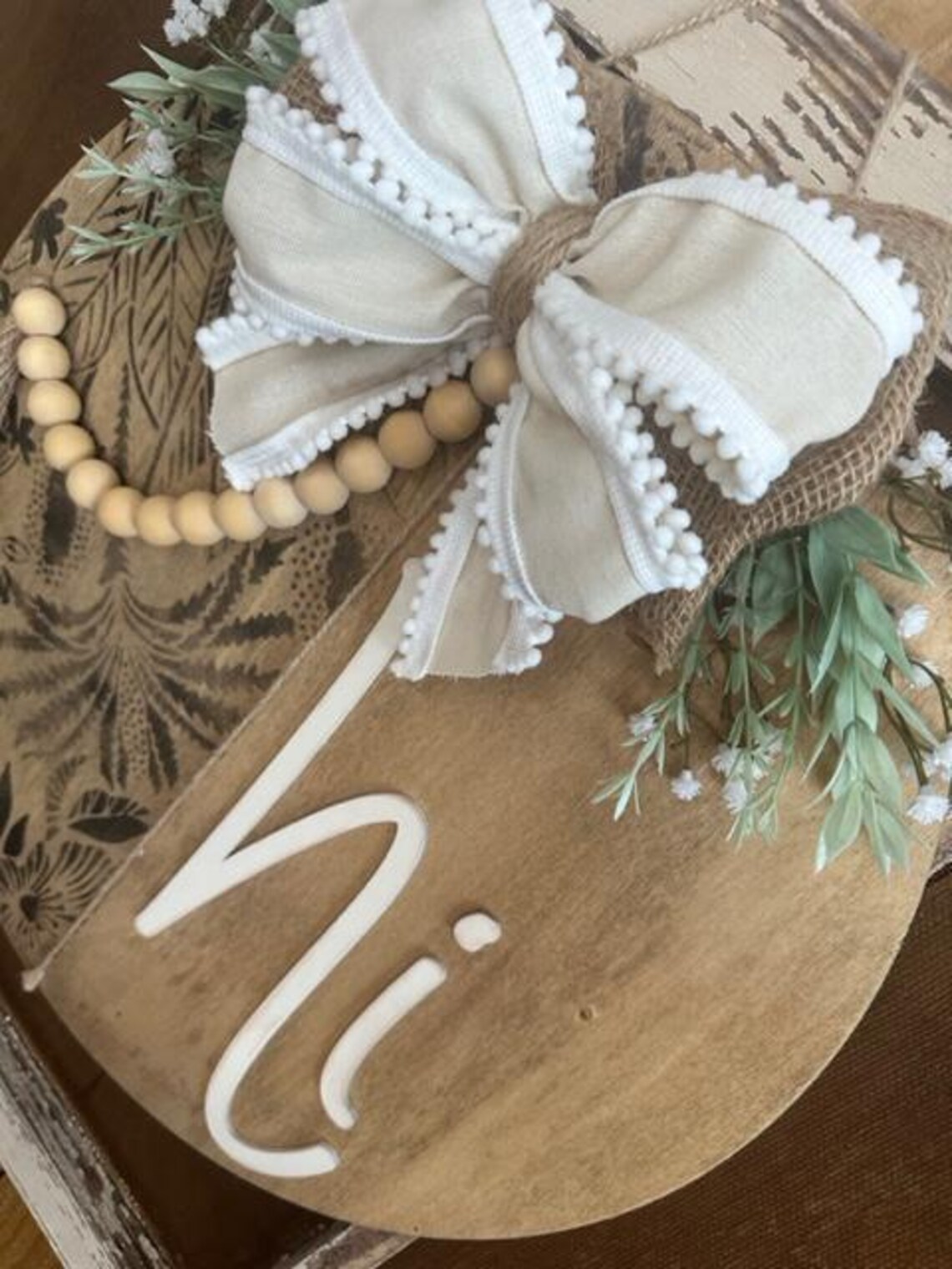 Hi Door Hanger Stay Awhile Porch Leaner Welcome Sign Wood Door Hanger ...