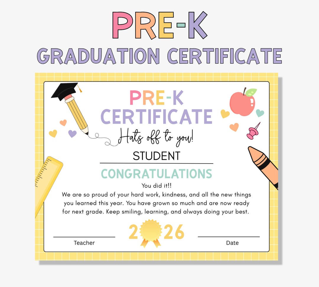 Pre K Graduation Diploma Template, Editable Canva Certificate ...