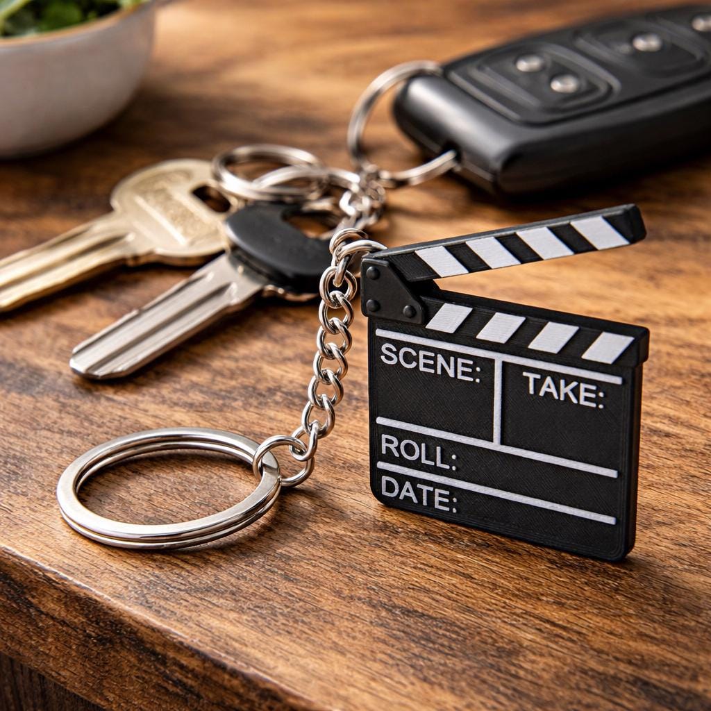 3D Printed Cinema Clapperboard Keychain | Film Lover Director Keyring ...