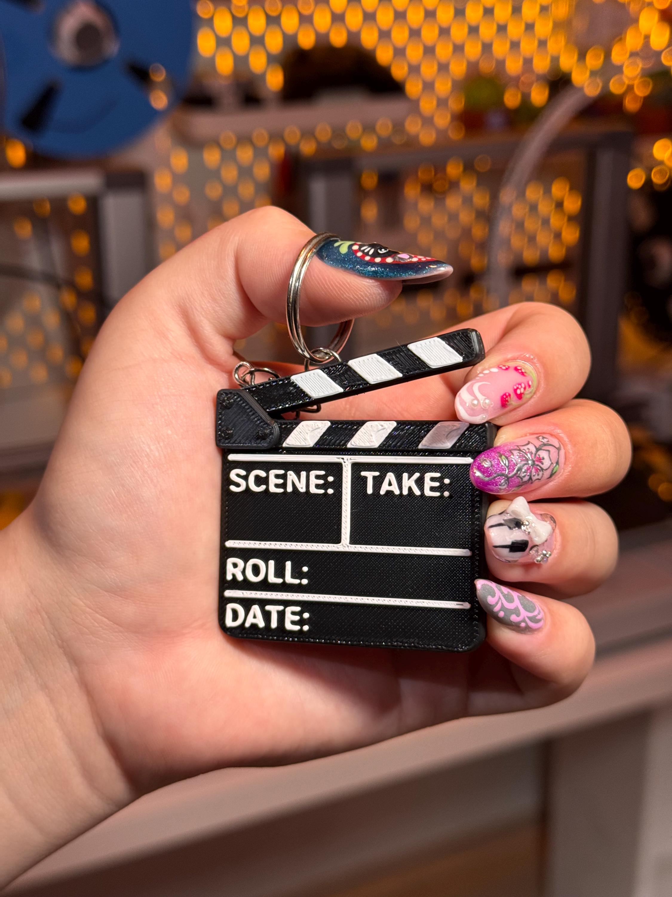 3D Printed Cinema Clapperboard Keychain | Film Lover Director Keyring ...