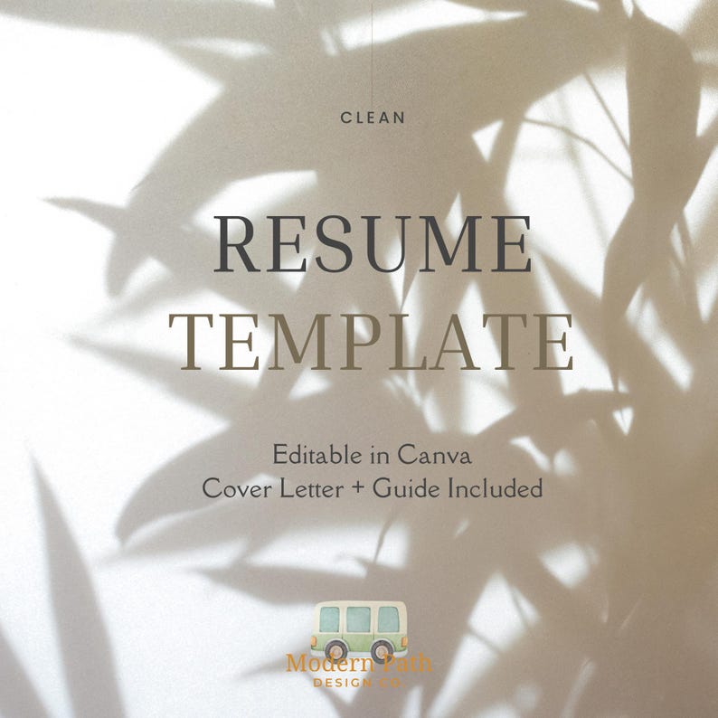 Modern Feminine Resume Template | Editable Canva CV (digital Download ...