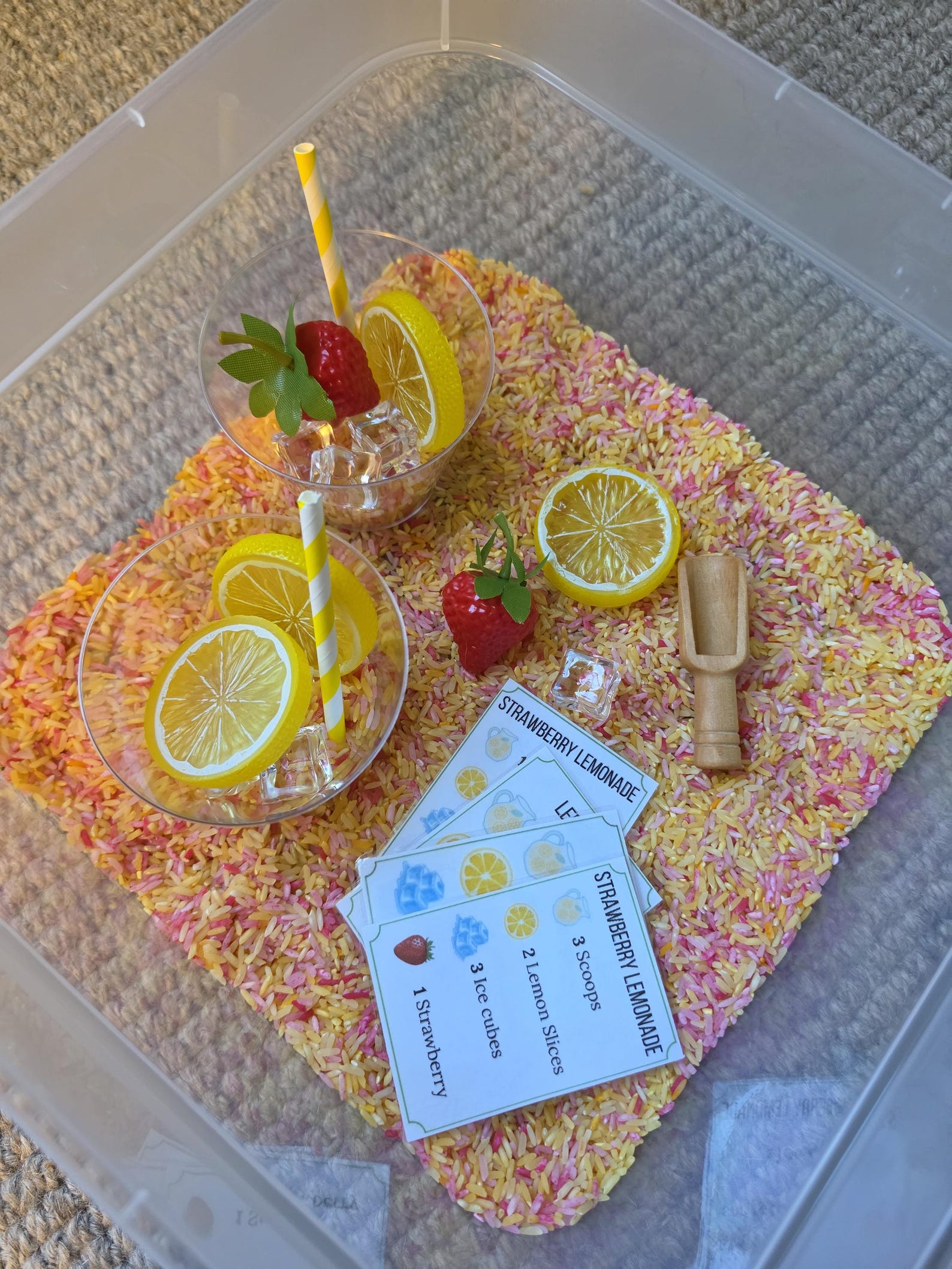 Strawberry Lemonade Sensory Bin Kit | Summer Play, Fine Motor Activity ...