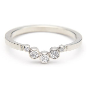 Half Moon Curved Wedding Band, Ecofriendly Diamond & 14k White Gold ...