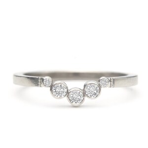 Half Moon Curved Wedding Band, Ecofriendly Diamond & 14k White Gold ...