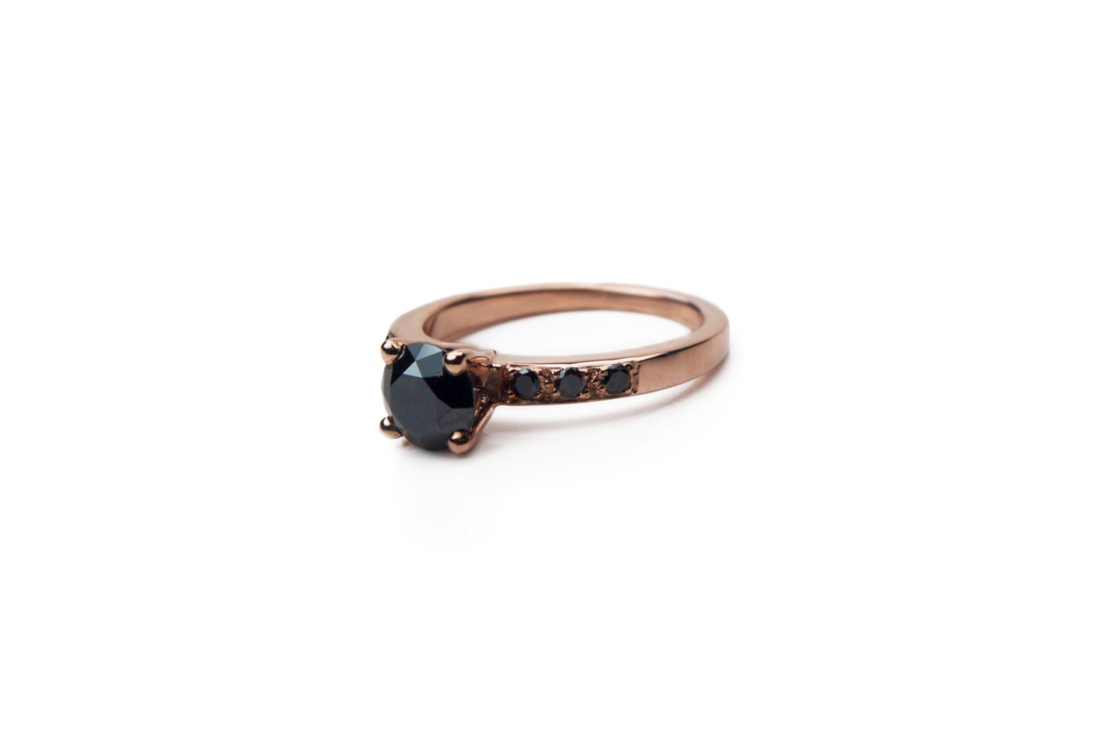 Rose Gold Black Diamond Engagement Ring Vintage Inspired - Etsy