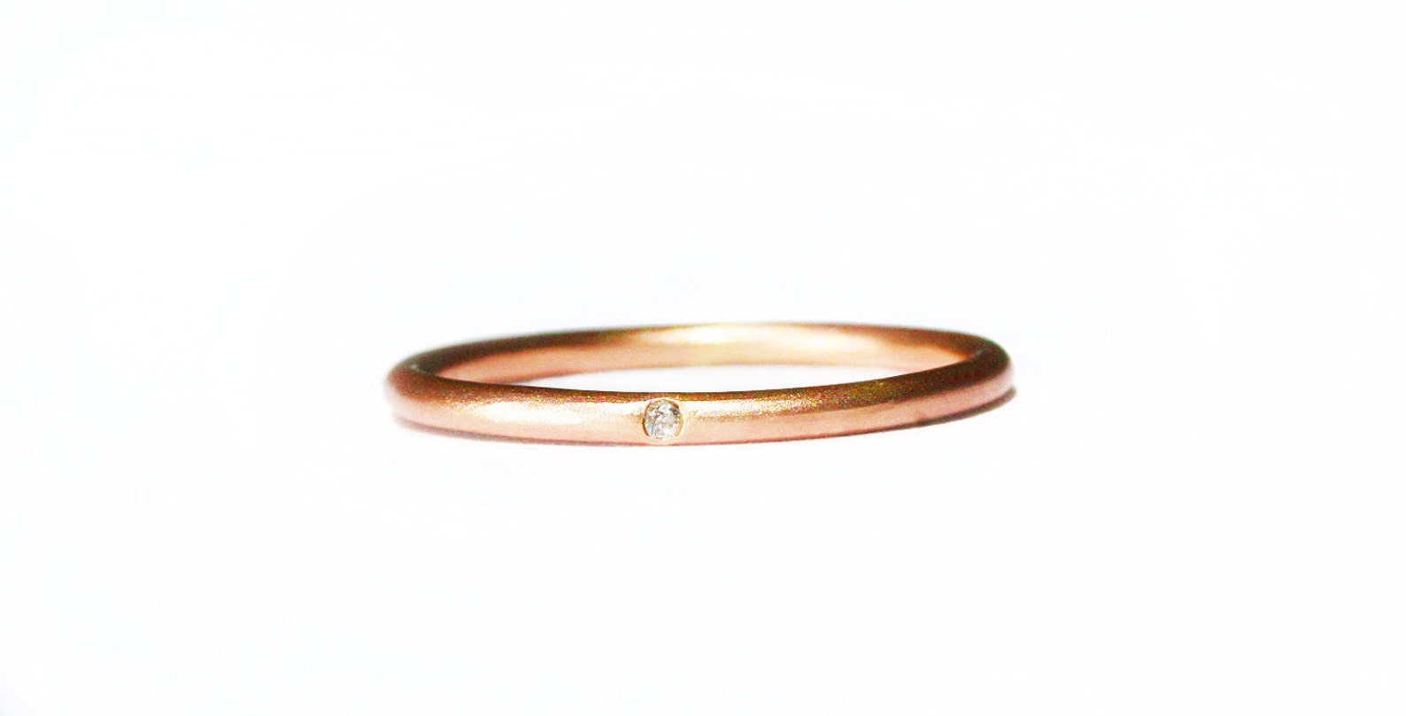 Rose Gold Simple Diamond Ring 14k Elegant Thin Diamond - Etsy