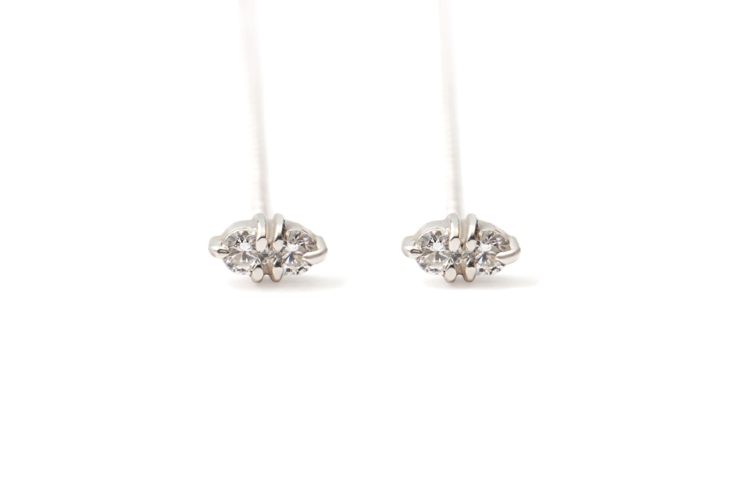 Diamond Threader Earrings in 14k Gold, Chain Dangle Drop, Eco Friendly ...