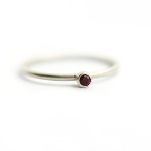 Tiny Eco-friendly 2mm Ruby Stacking Set. Frosty Sterling Silver or ...