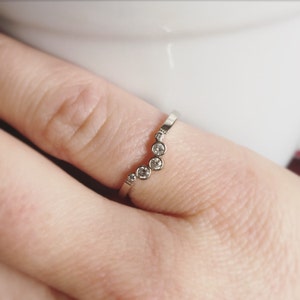 Half Moon Curved Wedding Band, Ecofriendly Diamond & 14k White Gold ...