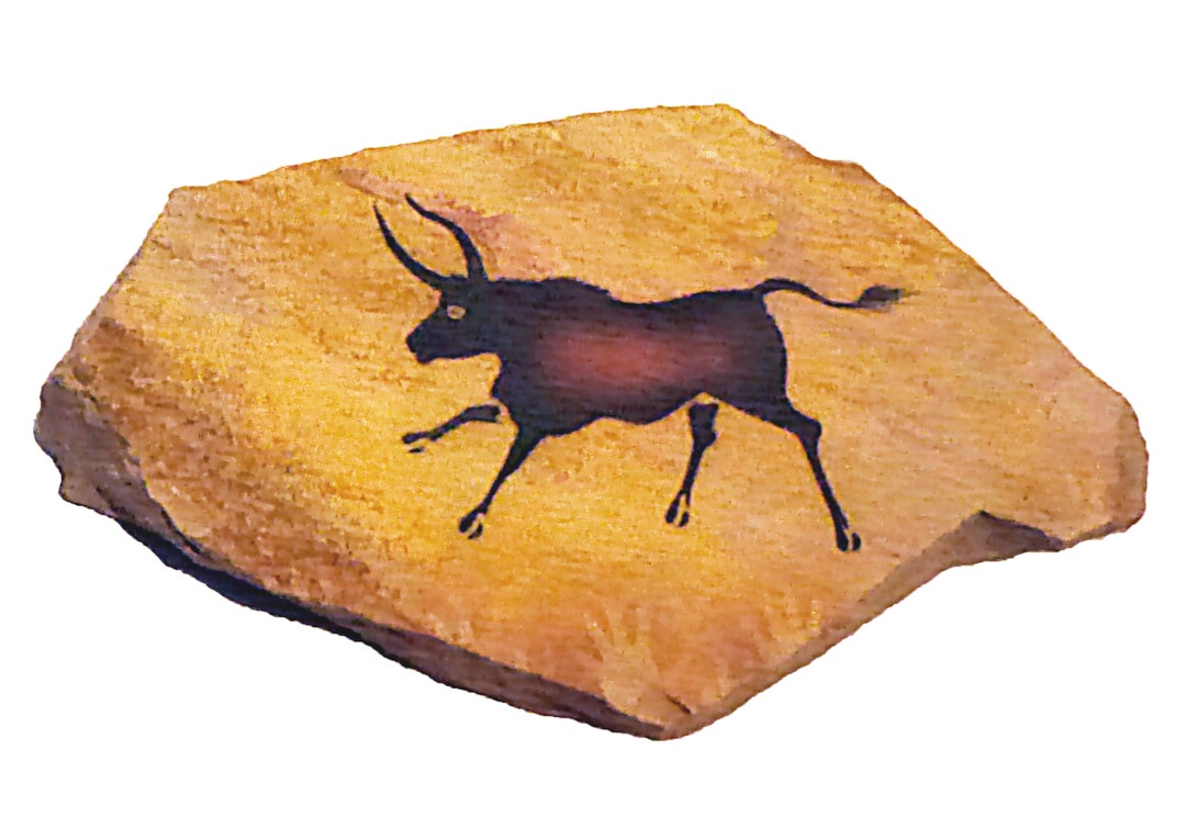Lascaux Bull Cave Art Painting on Hanging Stone - Etsy