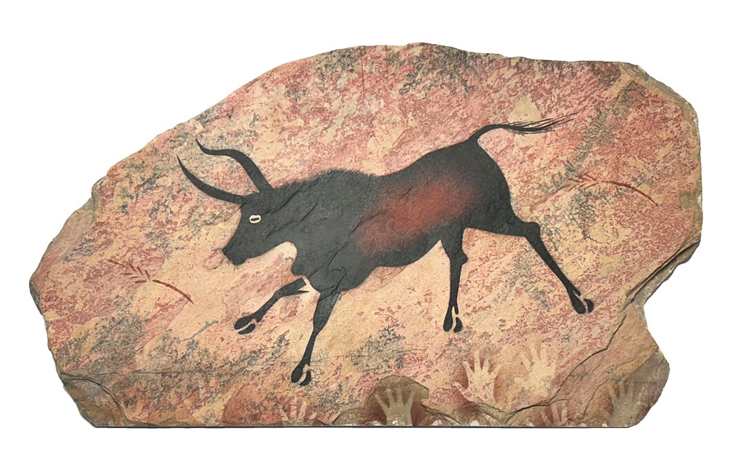 Lascaux Bull Cave Art Painting on Hanging Stone - Etsy