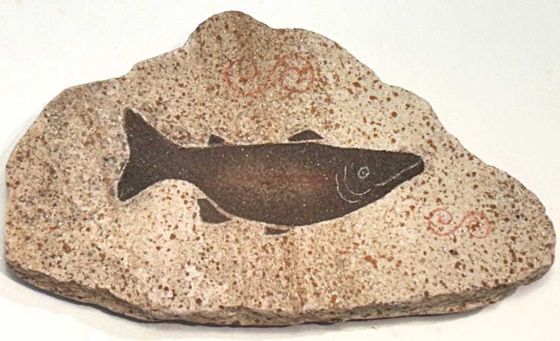 Magnet Hand Painted Primitive Fish Art on Stone - Etsy