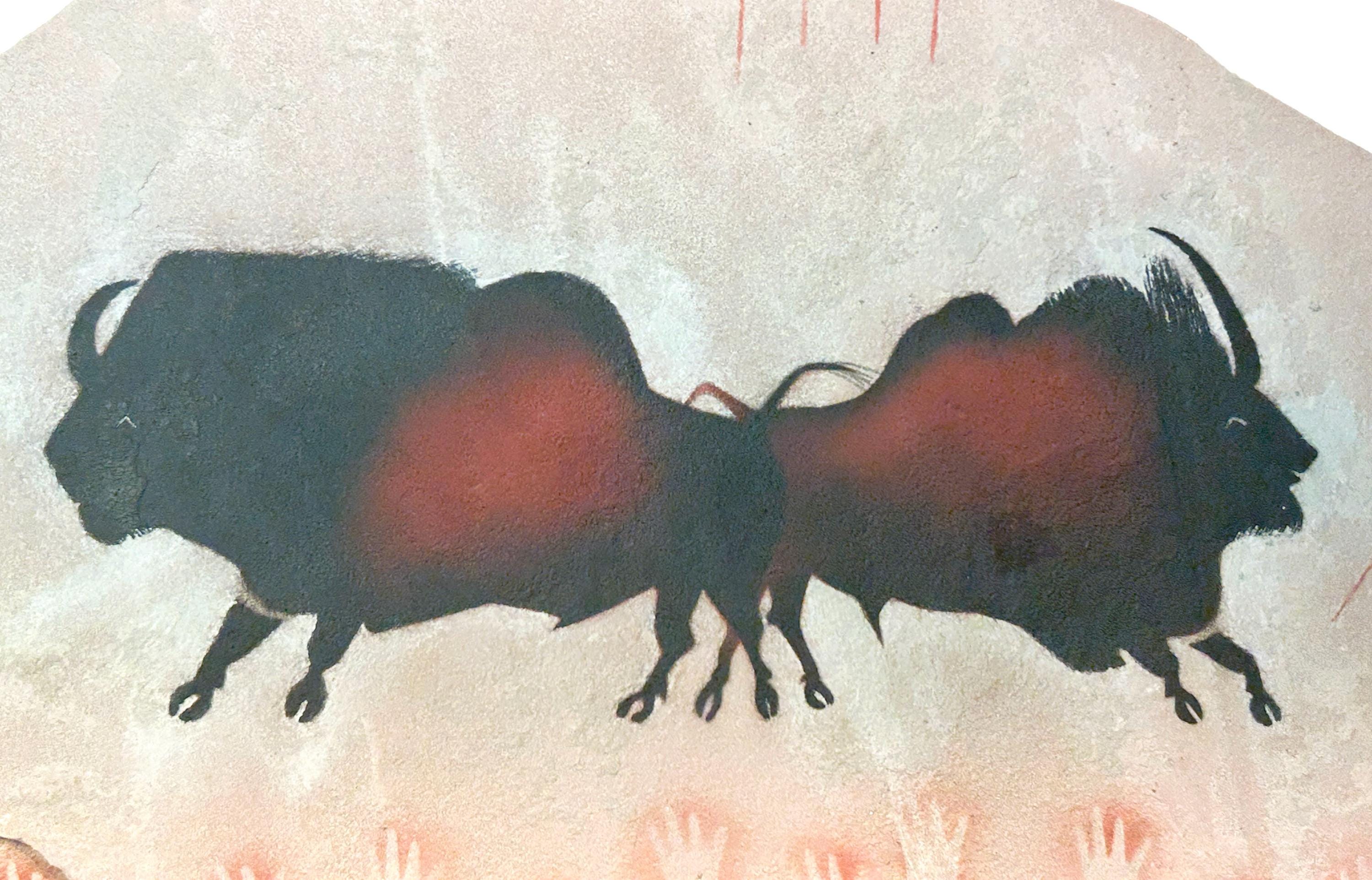 Crossed Bison Lascaux Cave Painting on Hanging Stone - Etsy