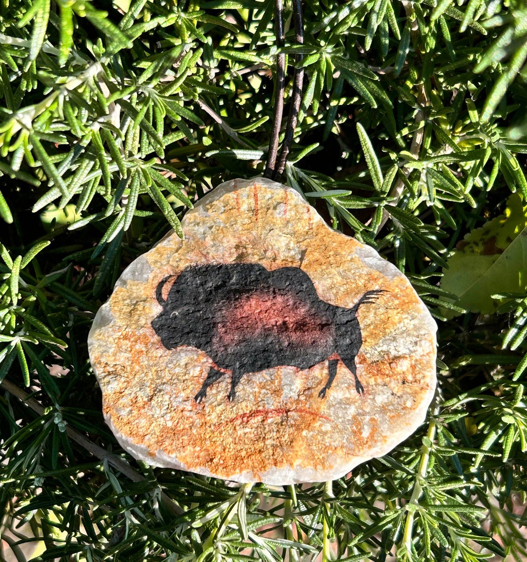 Lascaux Bison Ornament Primitive Painting on Stone - Etsy
