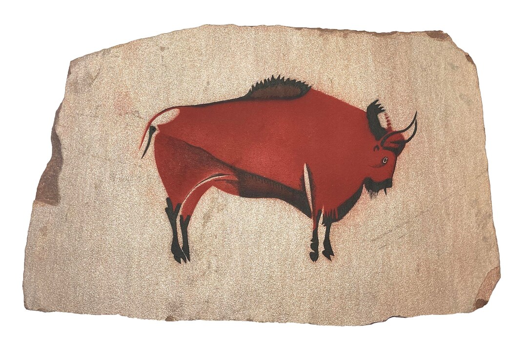 Altamira Standing Bison Cave Art Painting on Hanging Stone - Etsy