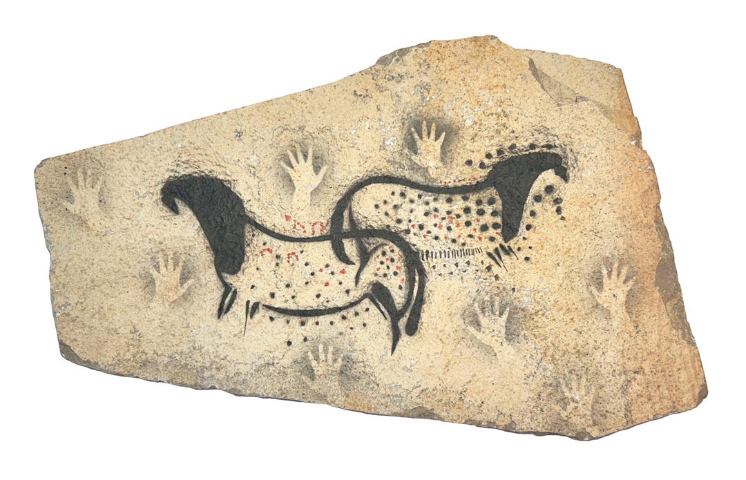 Pech Merle Ponies Cave Art Painting on Hanging Stone - Etsy