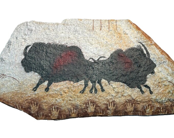 Crossed Bison Lascaux Cave Painting on Hanging Stone - Etsy